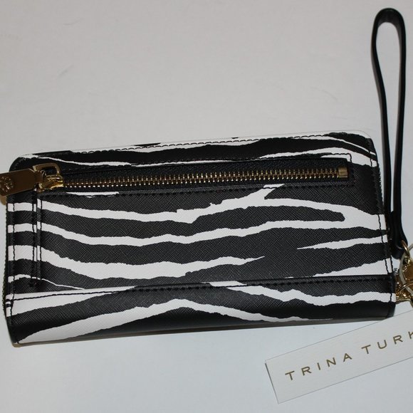 Trina Turk | Bags | Trina Turk Tiger Stripe Blkwhite Wristlet Wallet ...
